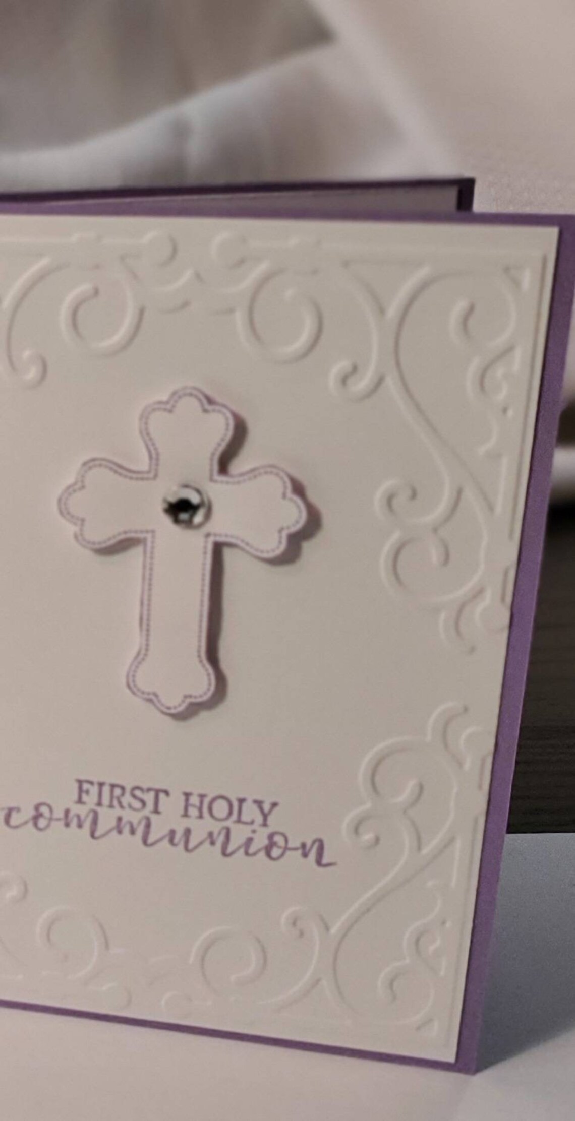 Handmade Embossed First Holy Communion Card – Rhinestone Cross - Etsy