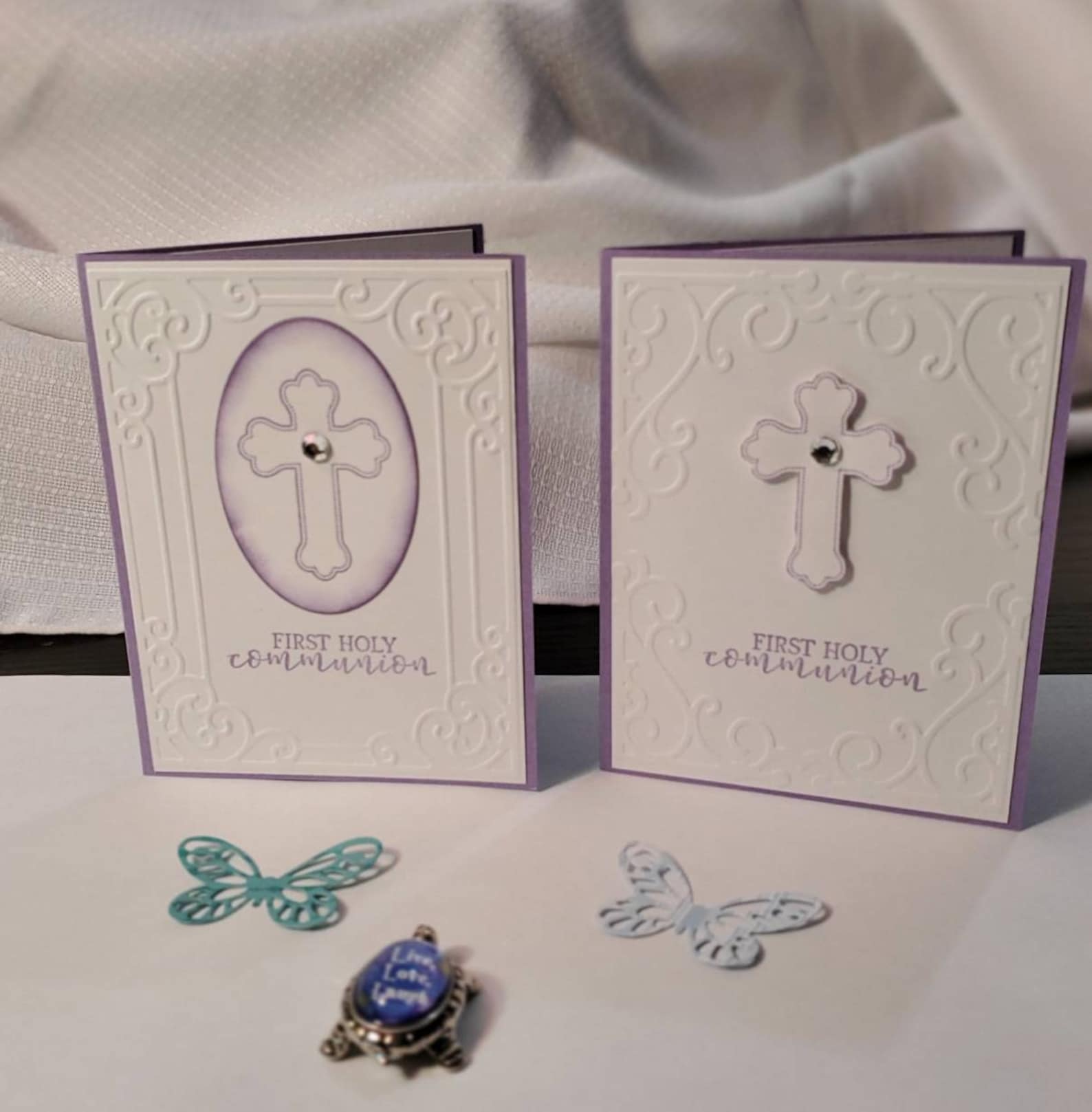 Handmade Embossed First Holy Communion Card – Rhinestone Cross - Etsy