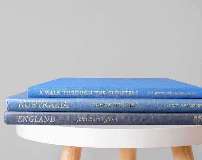 Shades of Blue Book Stack | Coffee Table Decor Set | Large Book Stack ...