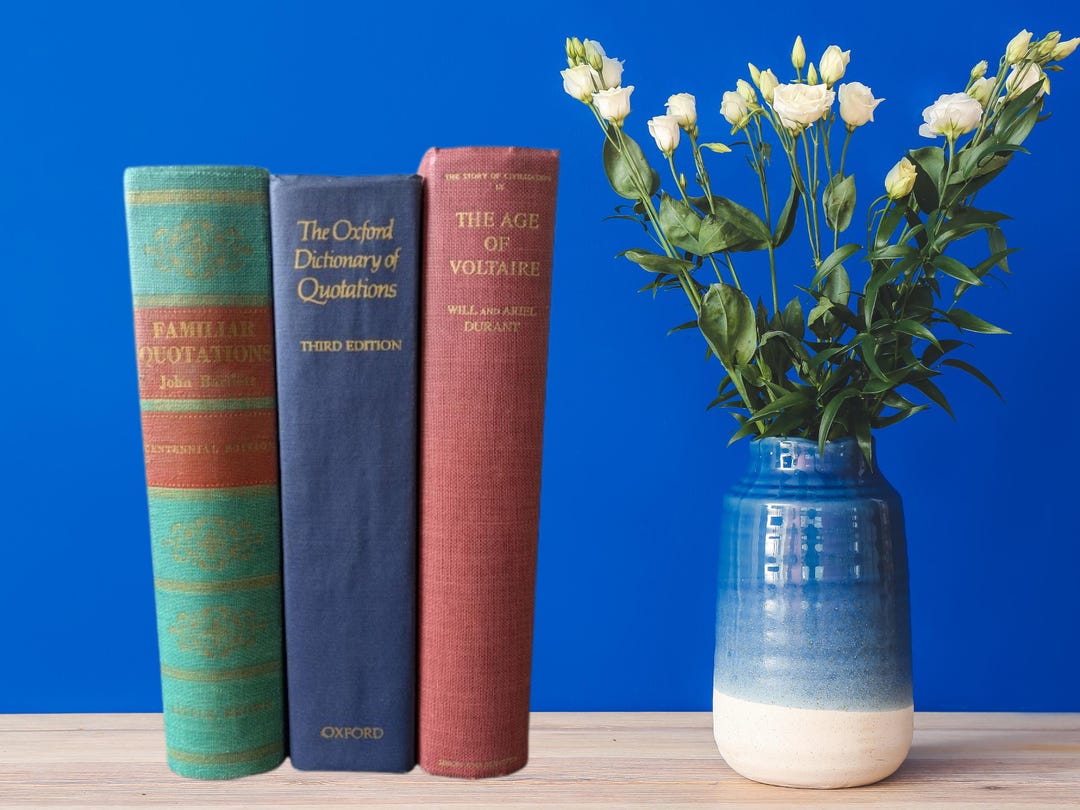 Classic Blue, Red, Green Book Stack | Decorative Hardcover Books | Real ...