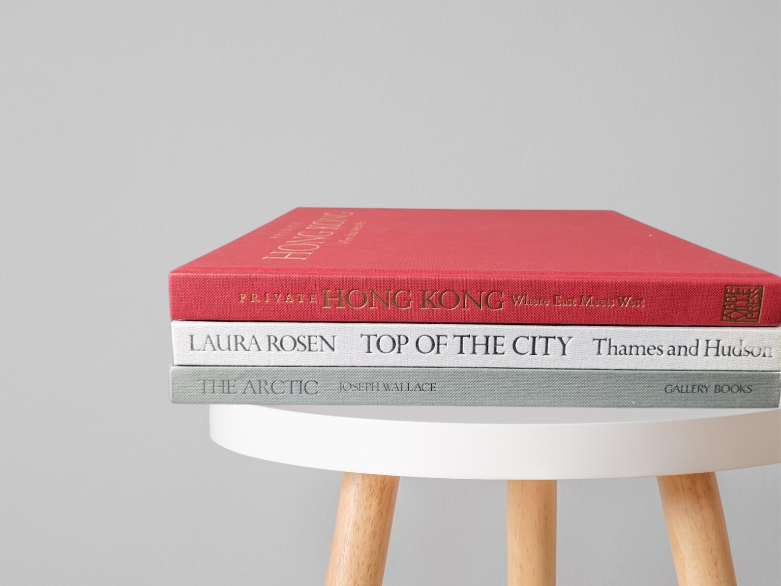 Red, White, and Gray Book Stack | Coffee Table Decor Set | Large Book ...