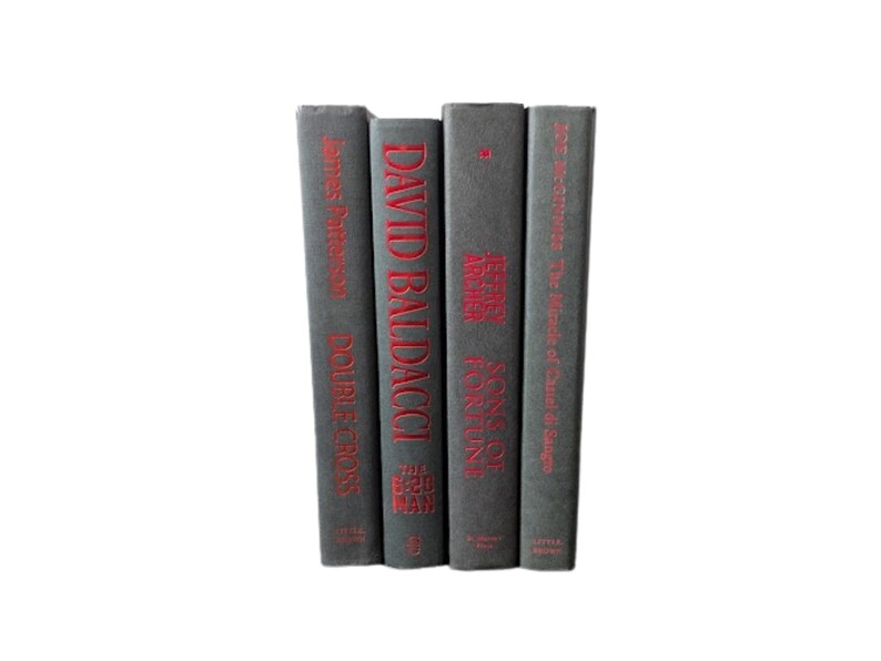 Black Books With Red Titles: Decorative Book Stack for Home Decor - Etsy