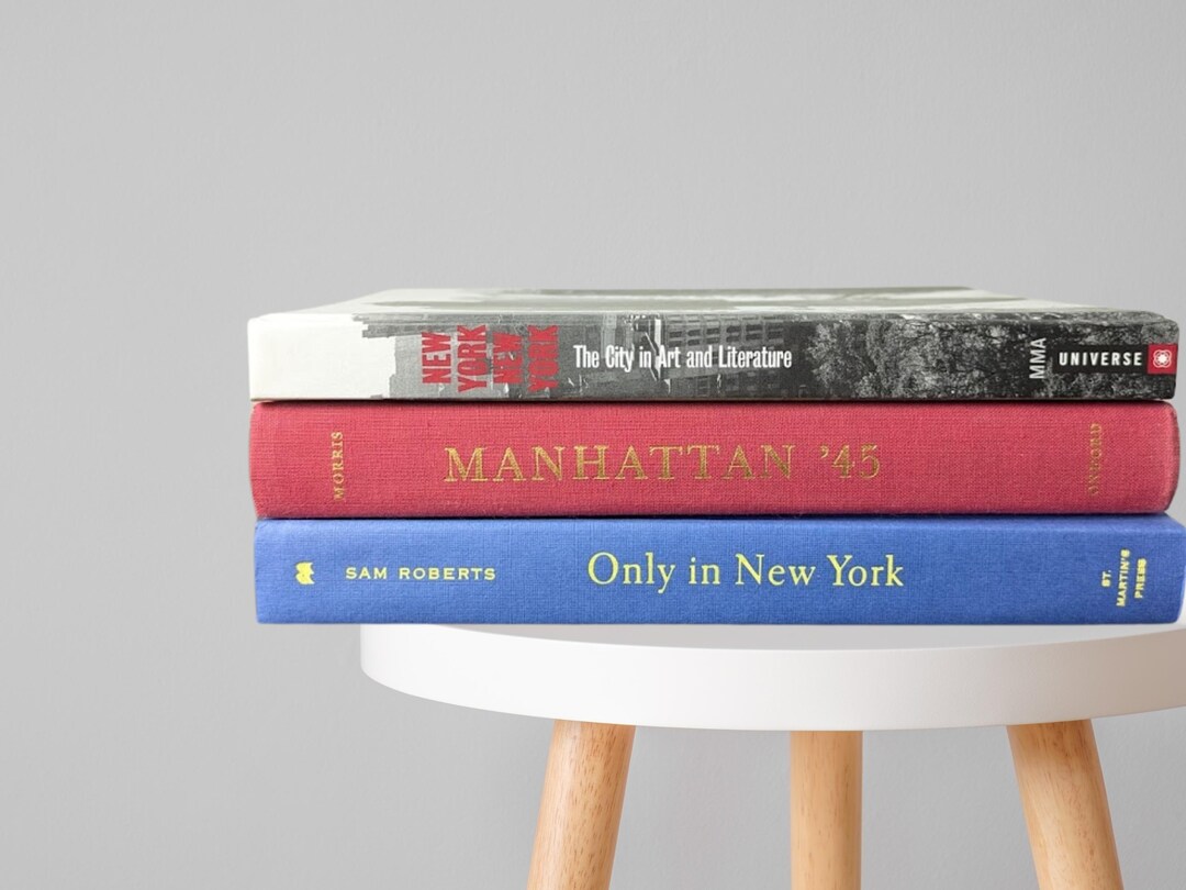 Red, Blue, Black and White Book Stack | Coffee Table Decor Set | Large ...