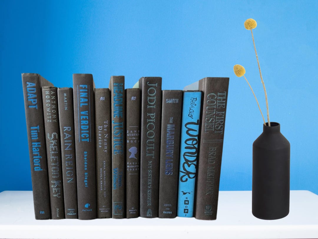 Black & Blue Book Stack by the Foot| Decorative Book Stack for Home ...