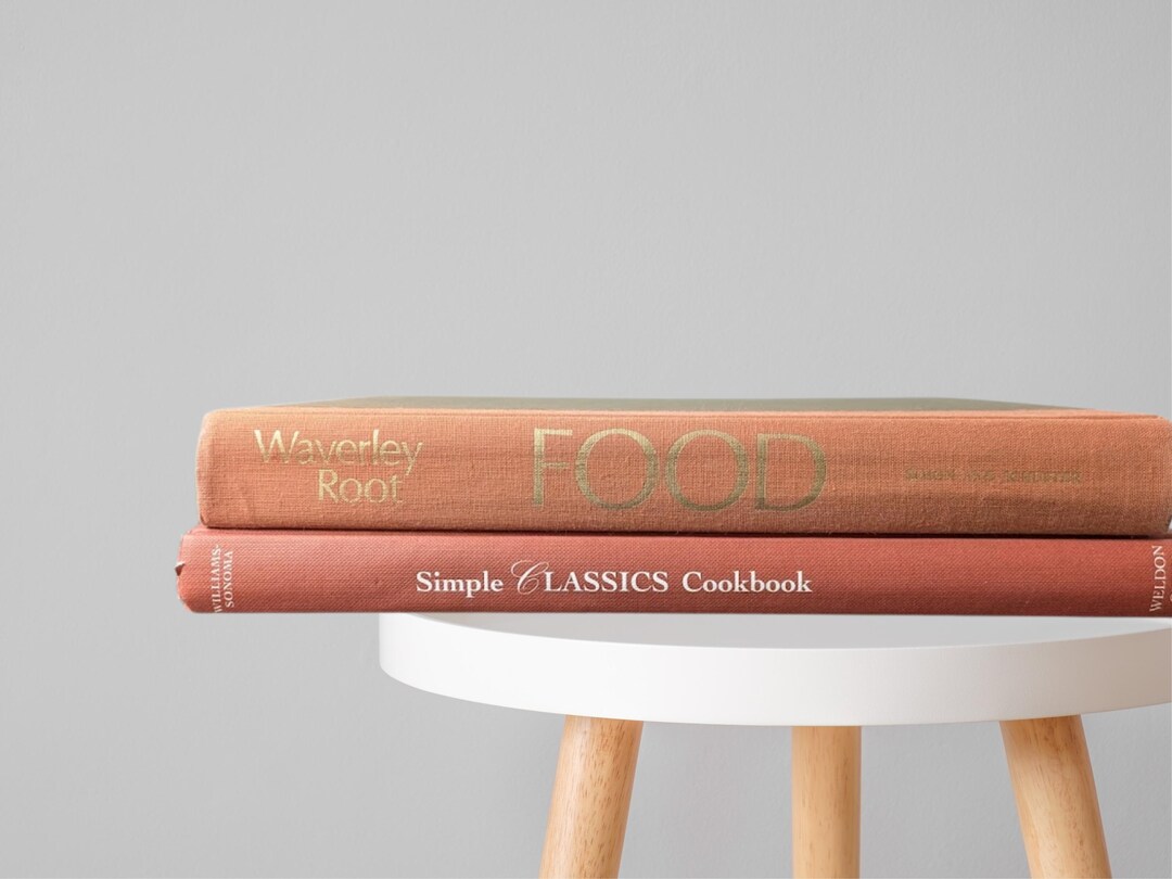 Terracotta Cookbook Stack | Coffee Table Decor Set | Large Book Stack ...
