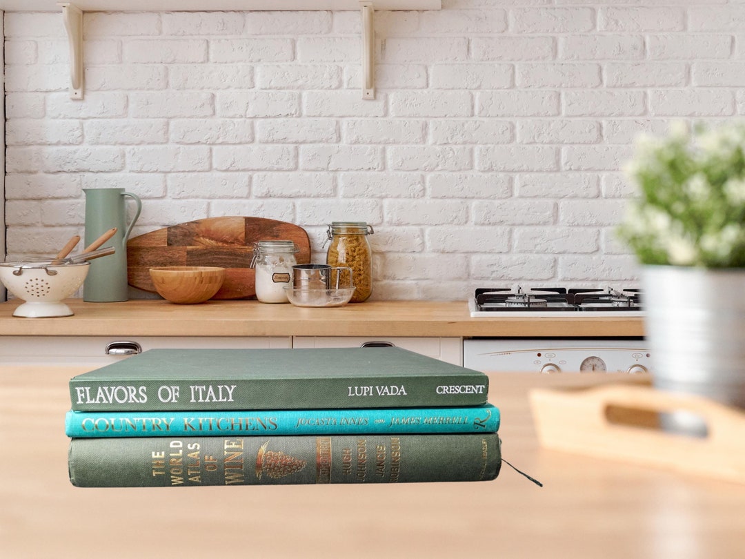 All Green Book Stack | Coffee Table Decor Set | Large Book Stack ...