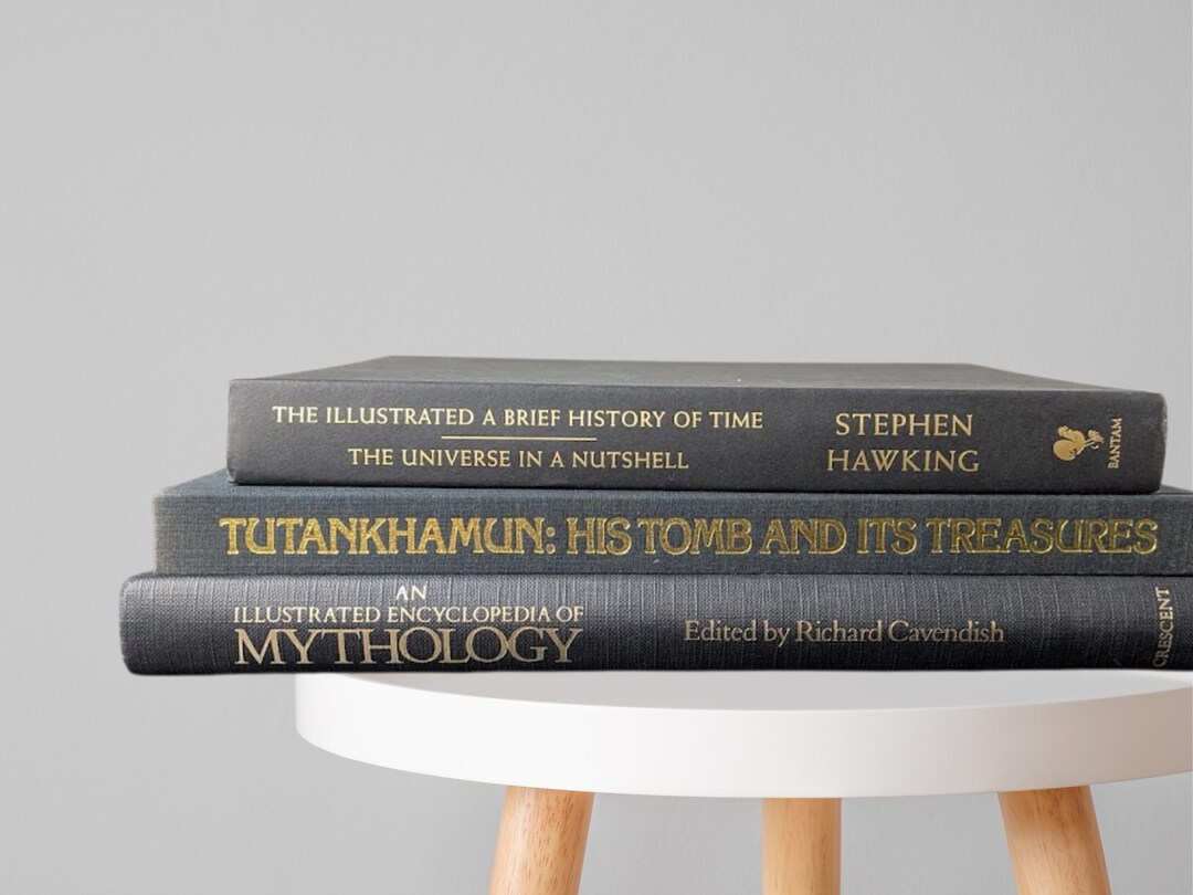 All Black Book Stack | Gold Title | Coffee Table Decor Set | Large Book ...