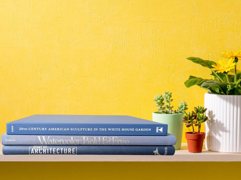 Shades of Blue Book Stack | Coffee Table Decor Set | Large Book Stack ...