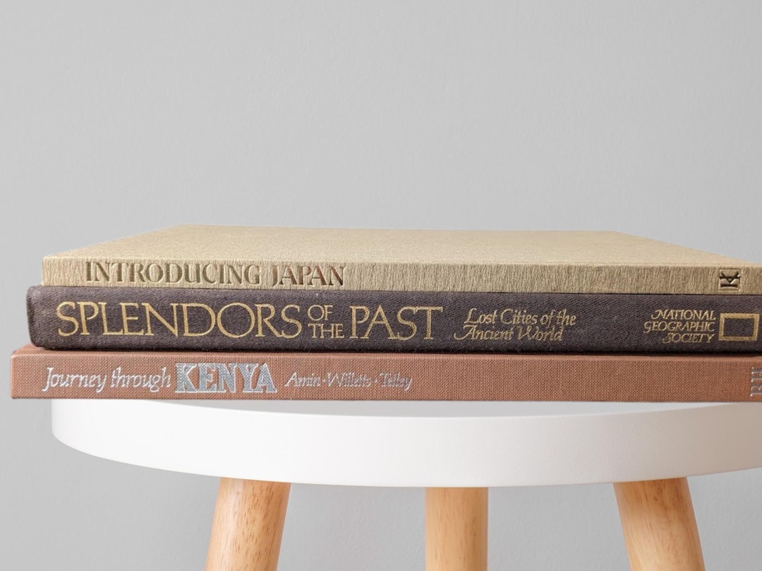Shades of Brown Book Stack | Coffee Table Decor Set | Large Book Stack ...