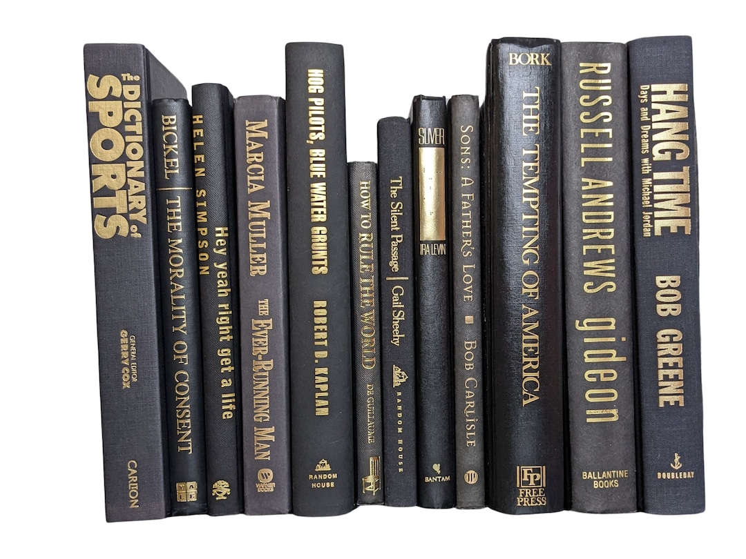All Black Books With Gold Title | Modern Hardback Books | Decorative ...