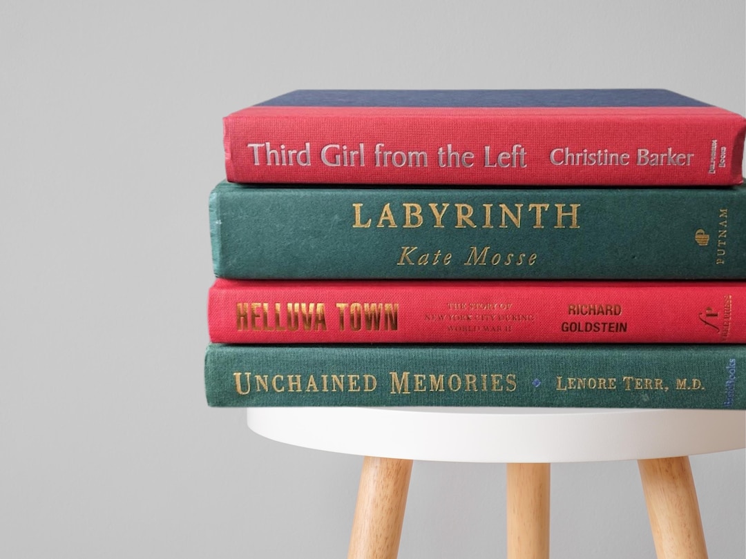 Red and Green Book Stack | Real Books | Home Décor | Decorative Books ...