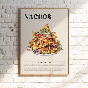 Retro Nachos Wall Art, Vintage Nacho Chip Artwork, Nachos Poster, Food ...
