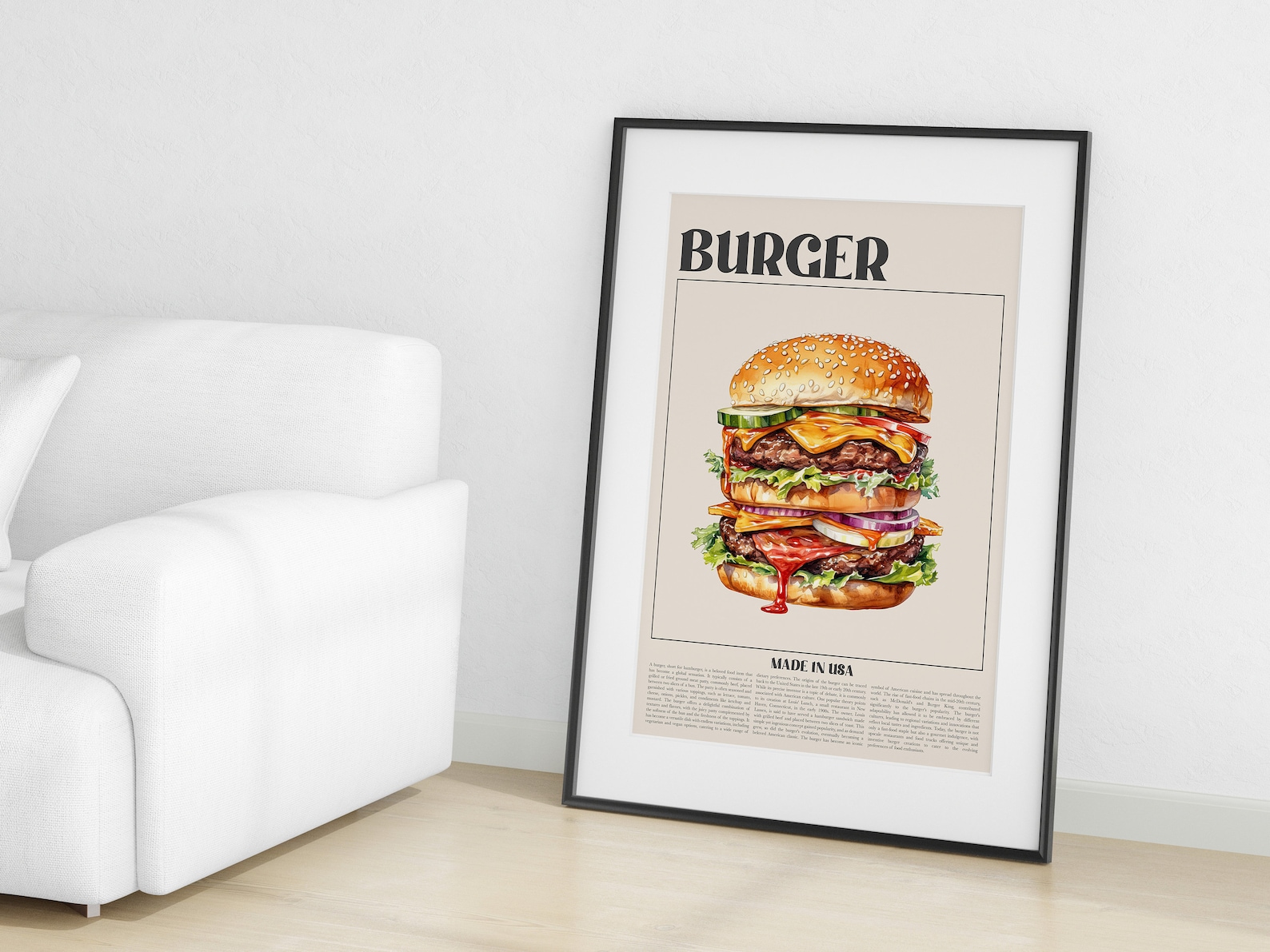 Retro Burger Wall Art, Vintage Hamburger Artwork, Burger Poster, Food ...