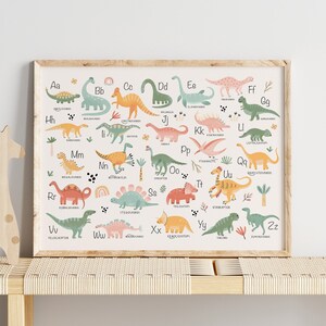 Dinosaur Alphabet Letter Wall Art | Nursery Dinosaur Theme Decor ...