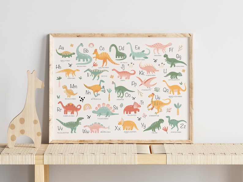 Dinosaur Alphabet Letter Wall Art | Nursery Dinosaur Theme Decor ...