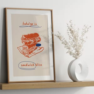 Sandwich Food Wall Art, Italian Sub Foodie Digital Art for Kitchen ...