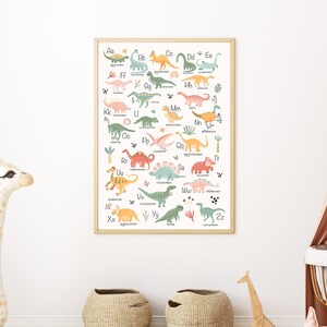 Dinosaur Alphabet Letter Wall Art | Nursery Dinosaur Theme Decor ...
