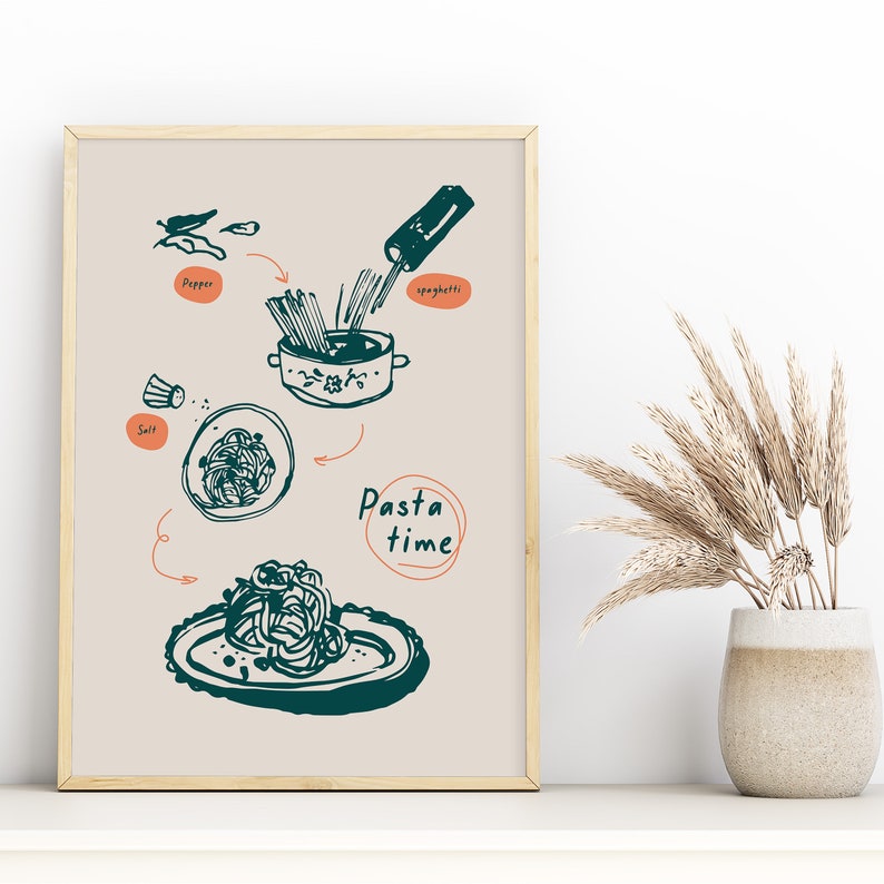 Pasta Time Wall Art Modern Style, Posters With Food, Baker Girl Food ...