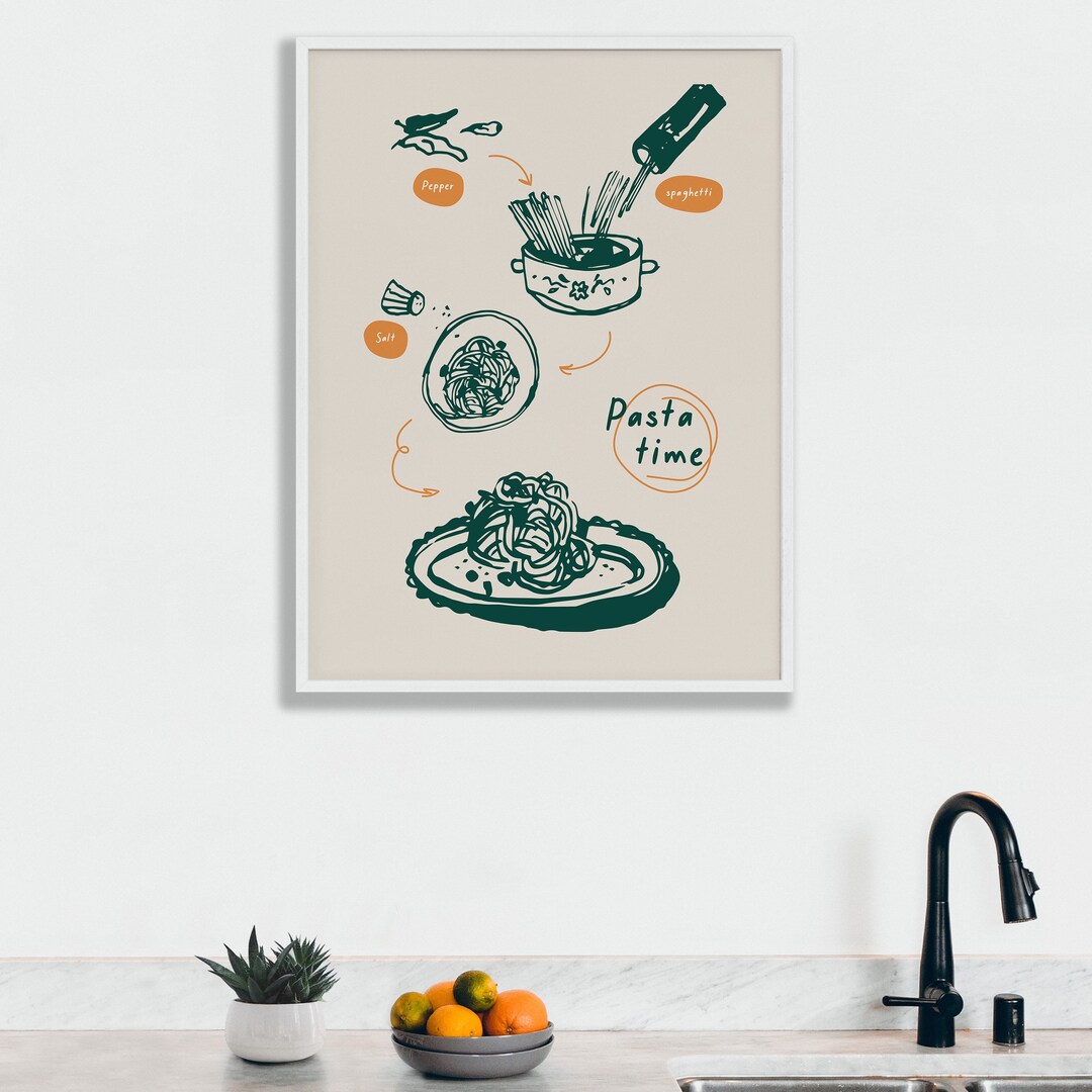 Pasta Time Wall Art Modern Style Posters With Food Baker - Etsy
