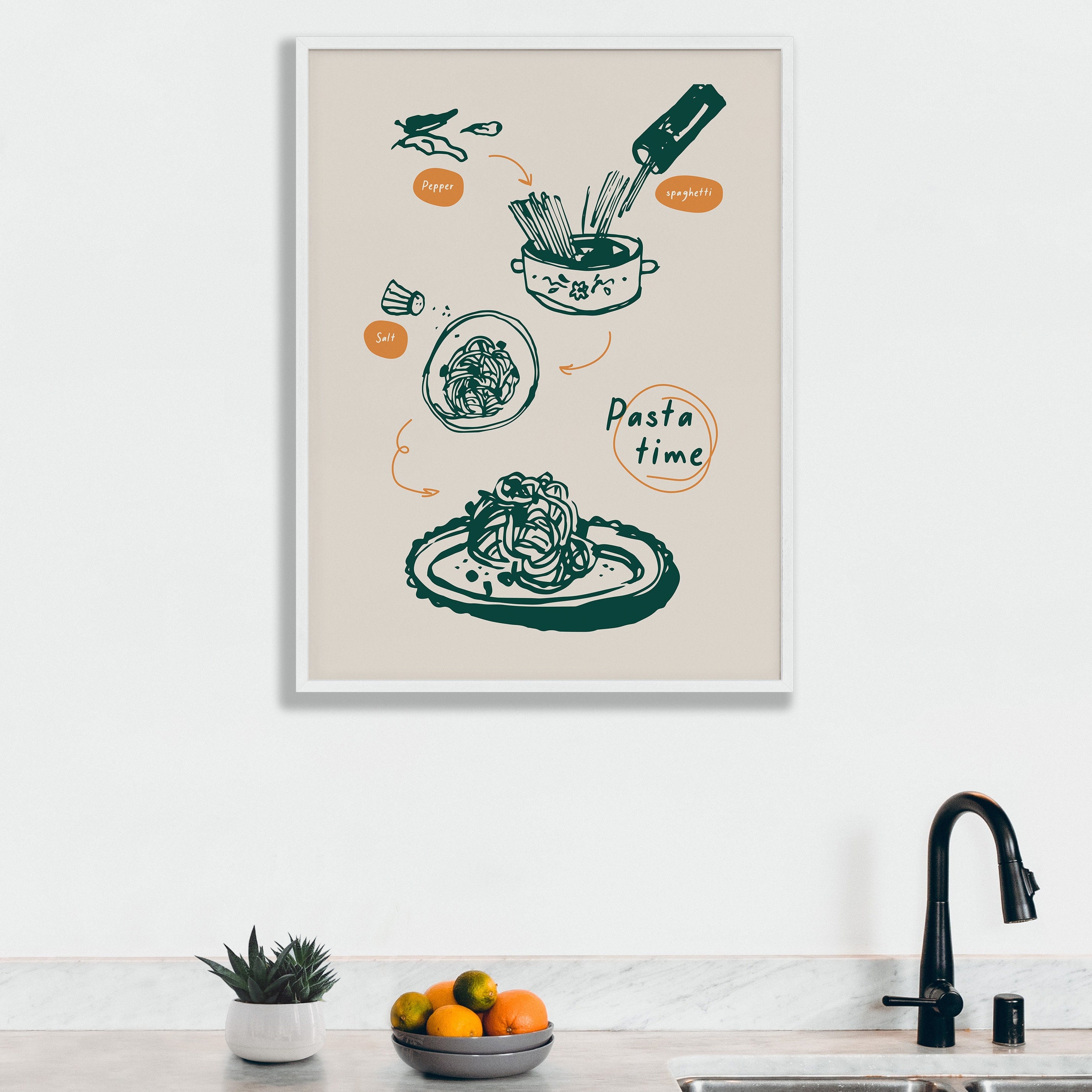 Pasta Time Wall Art Modern Style, Posters With Food, Baker Girl Food ...