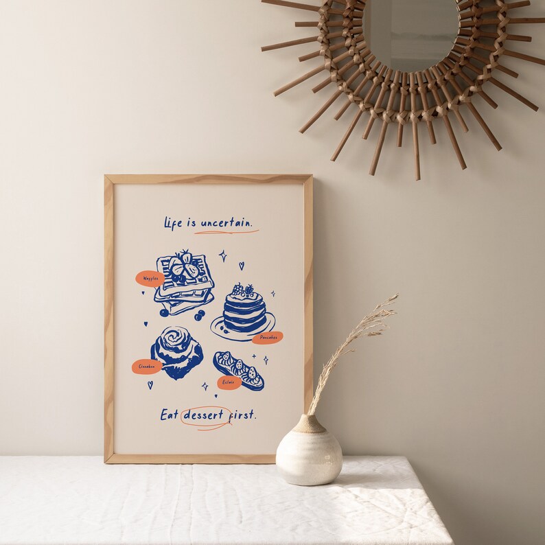 Dessert Sketch Wall Art Modern Style Posters With Food - Etsy