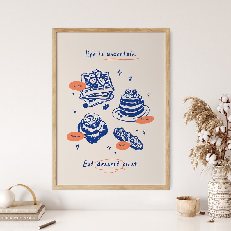 Dessert Sketch Wall Art Modern Style Posters With Food - Etsy
