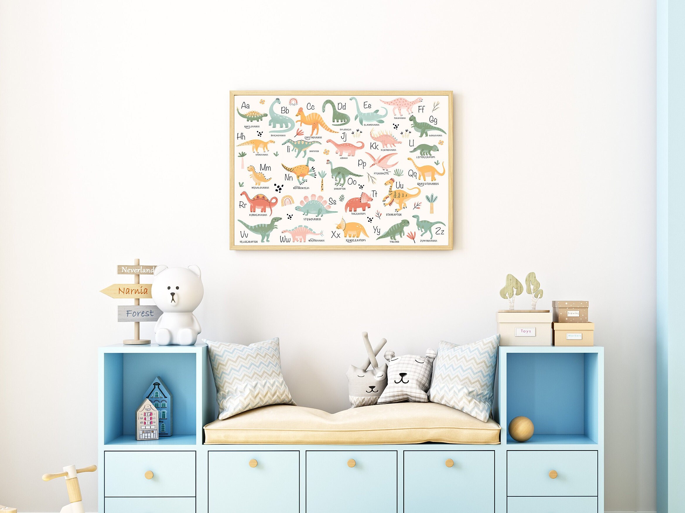 Dinosaur Alphabet Letter Wall Art | Nursery Dinosaur Theme Decor ...