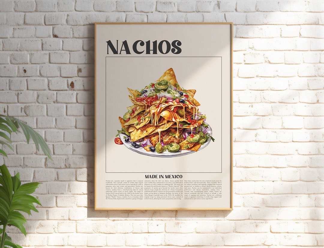 Retro Nachos Wall Art, Vintage Nacho Chip Artwork, Nachos Poster, Food ...