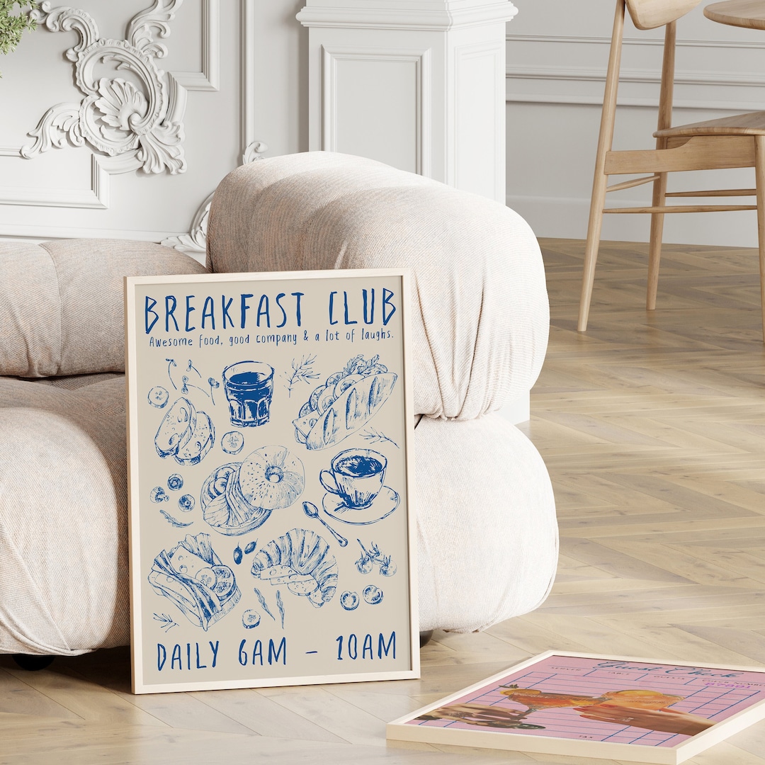 Breakfast Club Food Wall Art, Digital Wall Art for Kitchen, Coffee and ...
