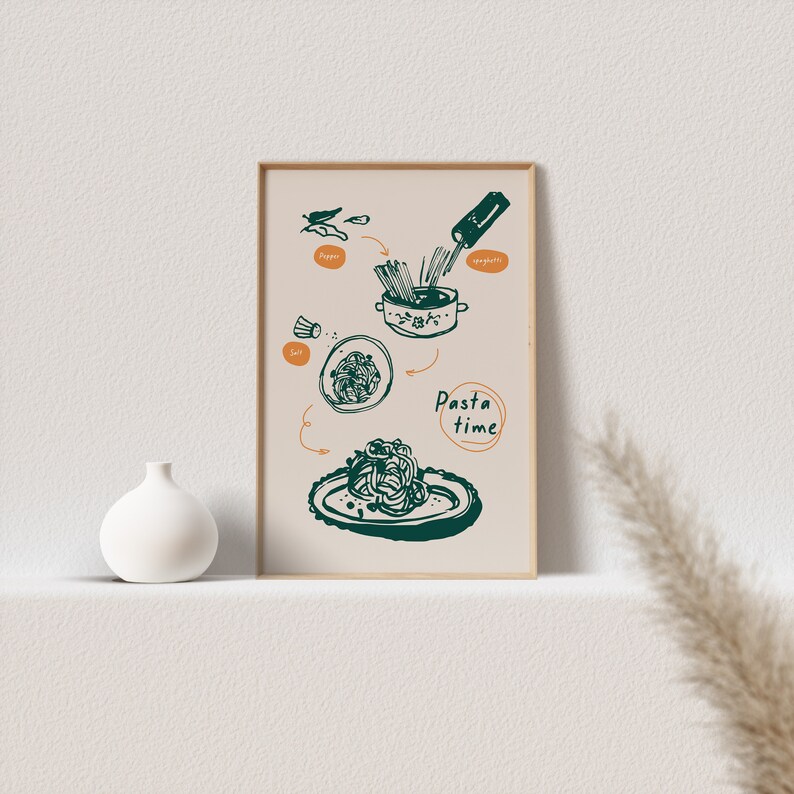 Pasta Time Wall Art Modern Style Posters With Food Baker - Etsy