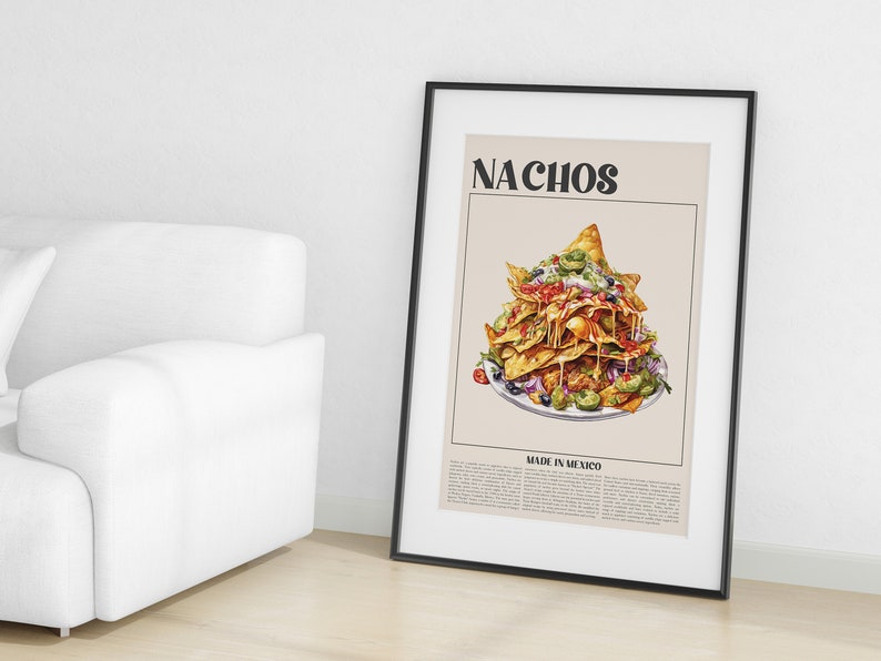 Retro Nachos Wall Art, Vintage Nacho Chip Artwork, Nachos Poster, Food ...
