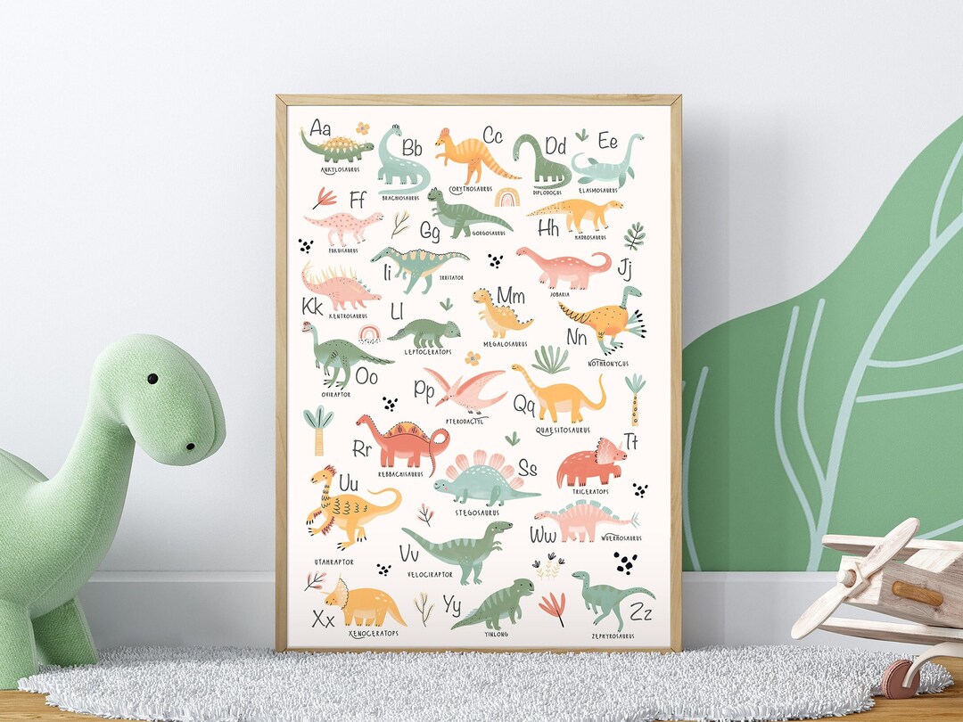 Dinosaur Alphabet Letter Wall Art | Nursery Dinosaur Theme Decor ...