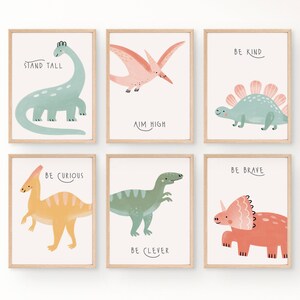 Set of 6 Dinosaur Affirmation Wall Art | Nursery Dinosaur Theme Set of ...