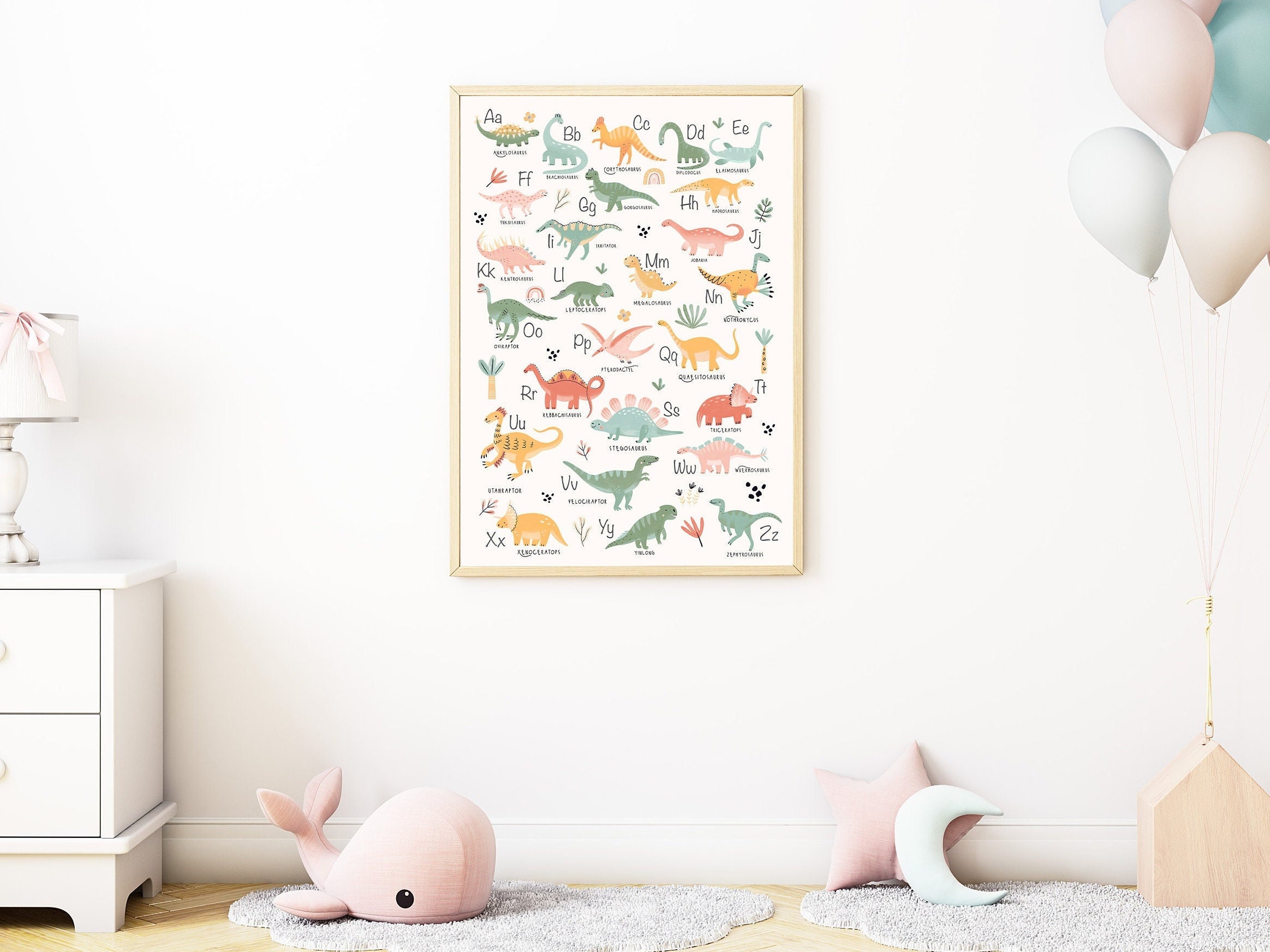 Dinosaur Alphabet Letter Wall Art | Nursery Dinosaur Theme Decor ...