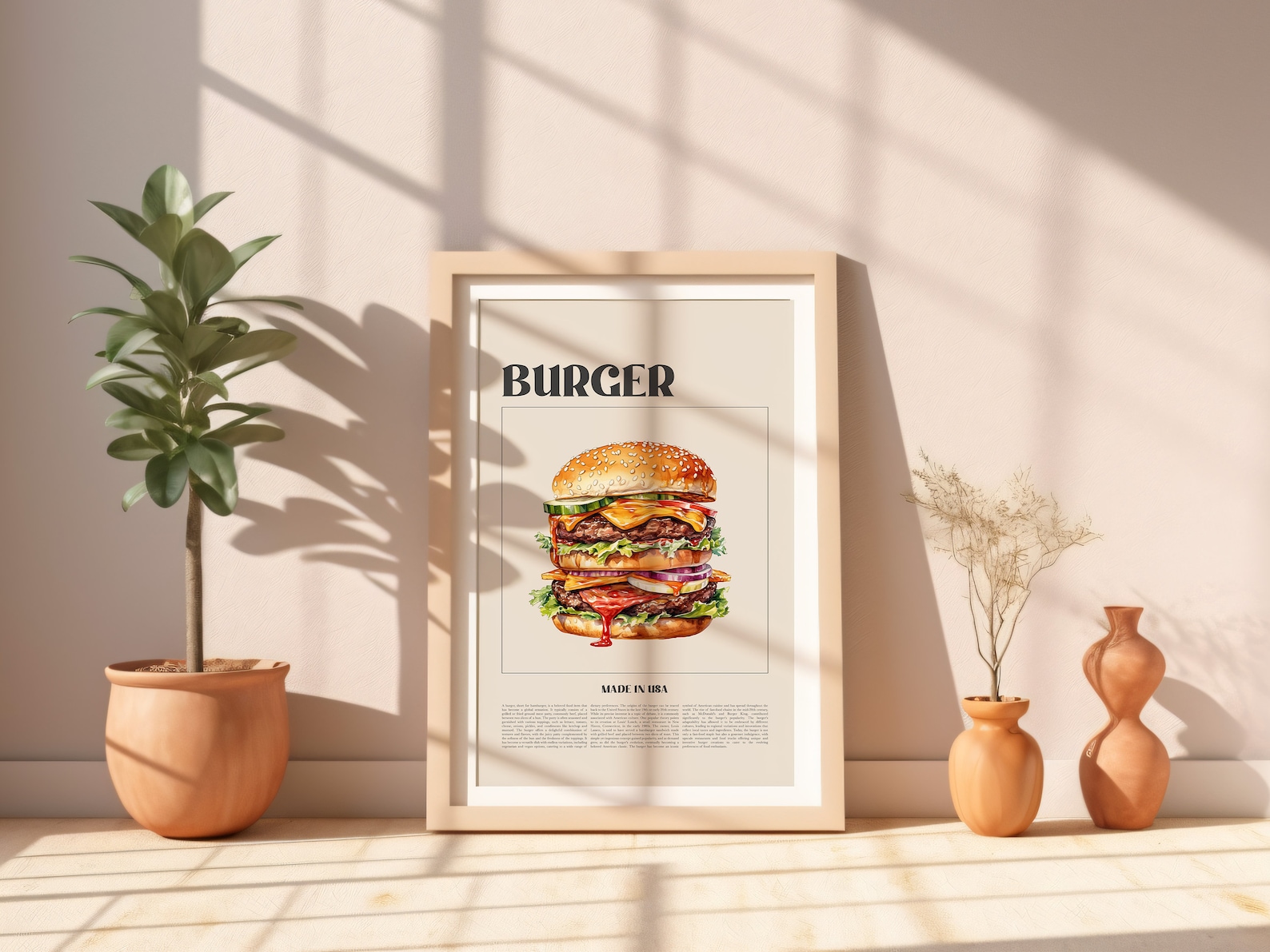 Retro Burger Wall Art, Vintage Hamburger Artwork, Burger Poster, Food ...