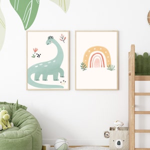 Set of 6 Dinosaur Affirmation Wall Art | Nursery Dinosaur Theme Set of ...
