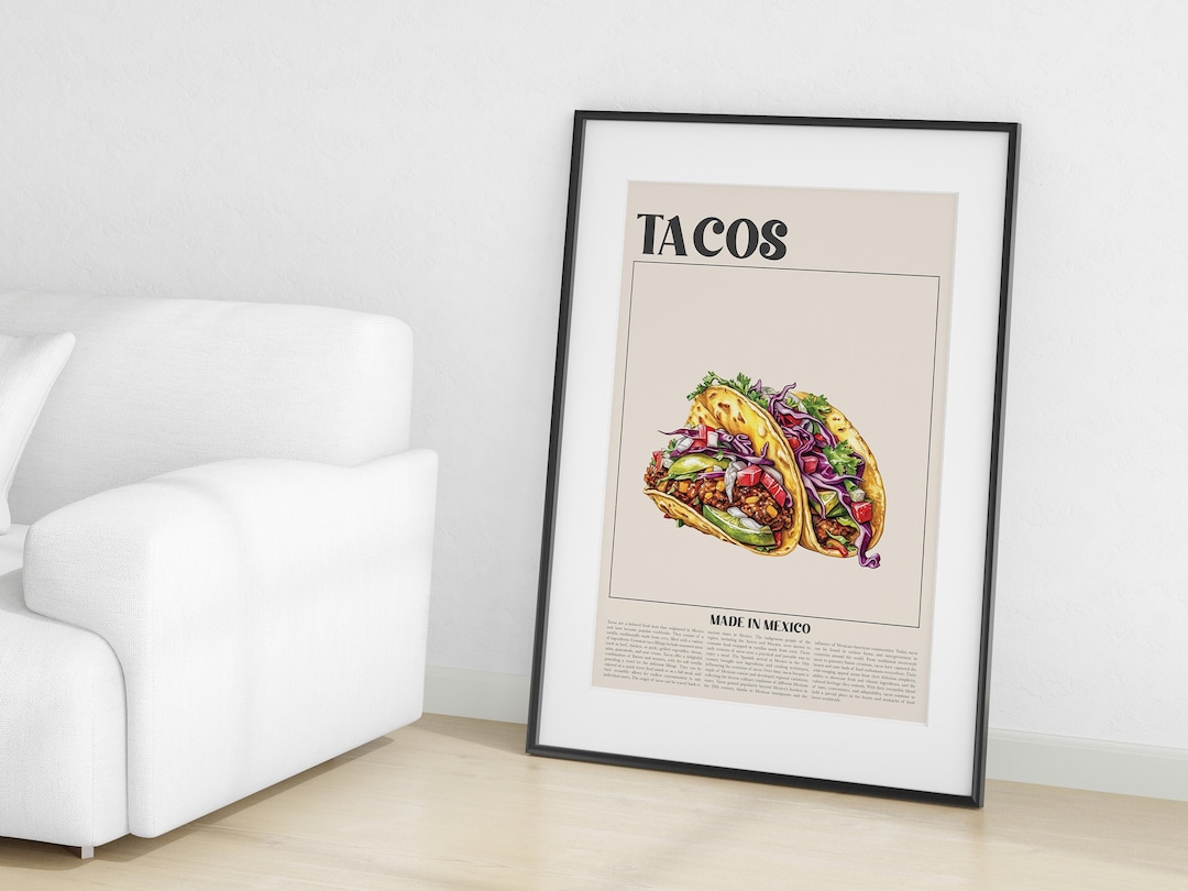 Retro Tacos Digital Art, Vintage Tacos Prints, Tacos Wall Decor, Foodie ...