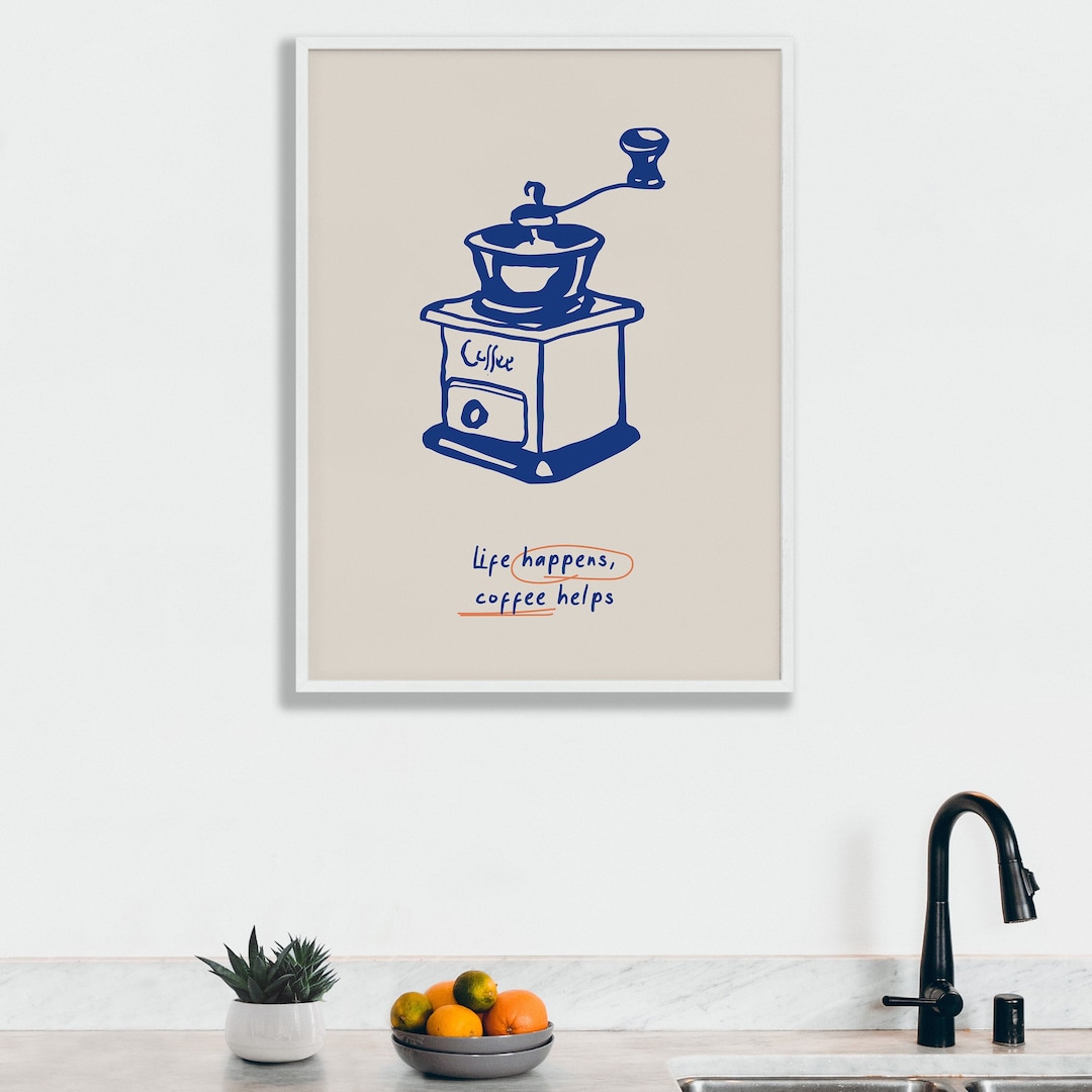 Coffee Grinder Wall Art Modern Style, Posters With Food, Vintage Food ...