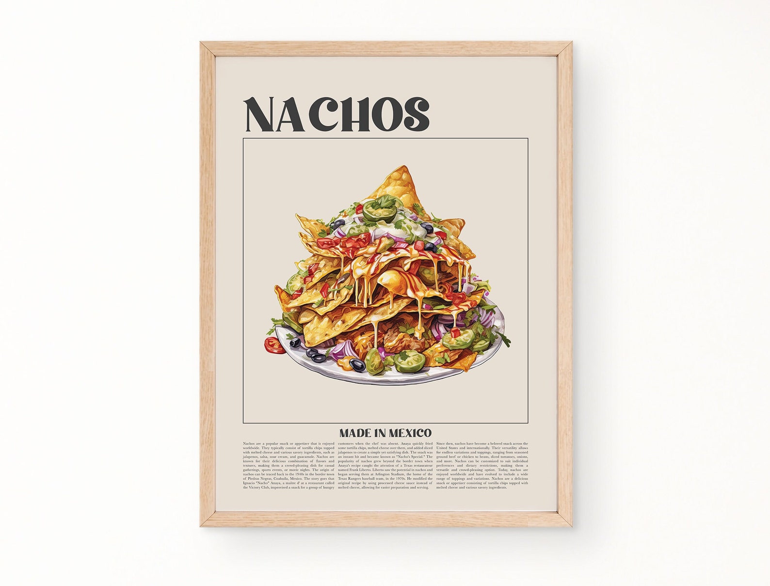 Retro Nachos Wall Art, Vintage Nacho Chip Artwork, Nachos Poster, Food ...
