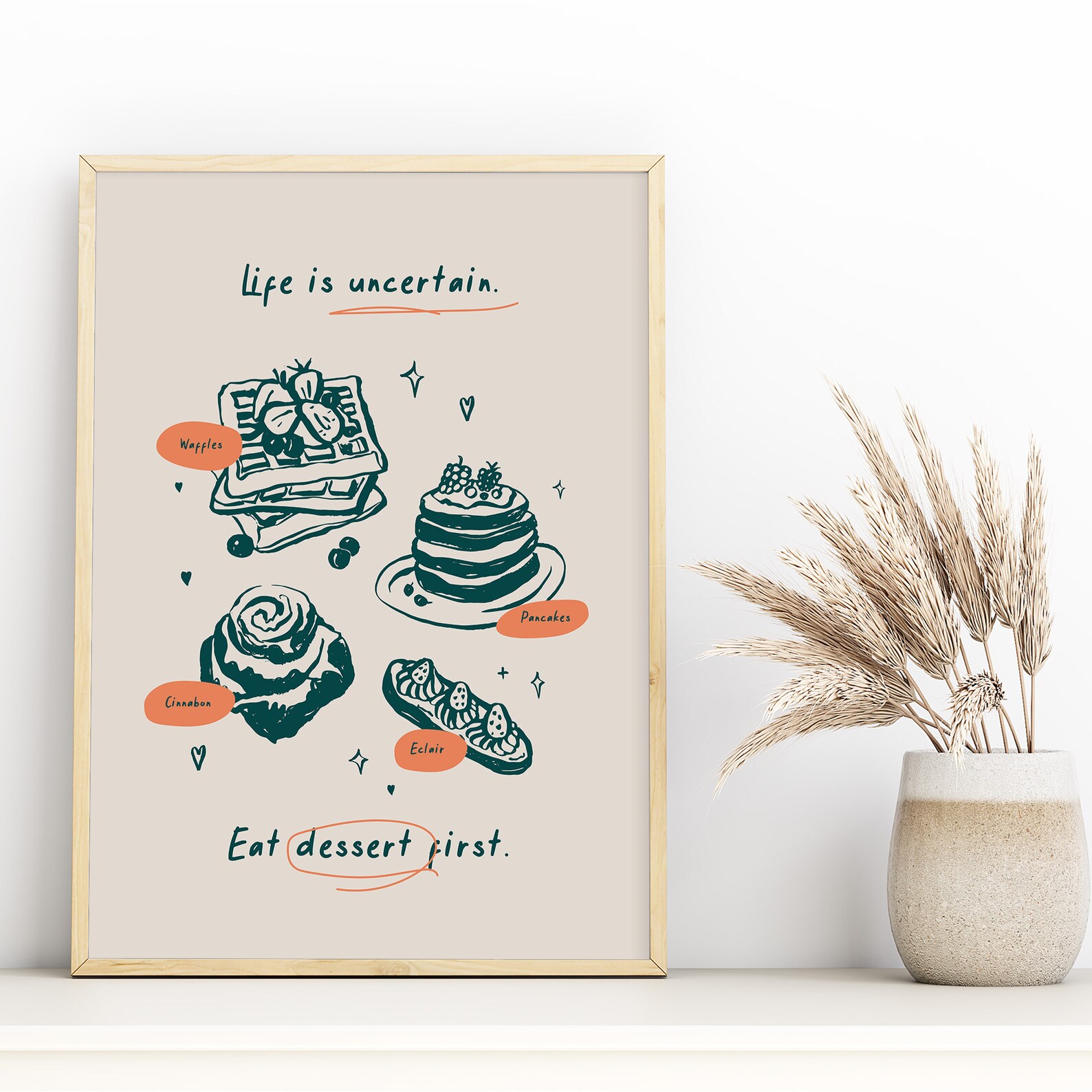 Dessert Sketch Wall Art Modern Style, Posters With Food, Vintage Food ...
