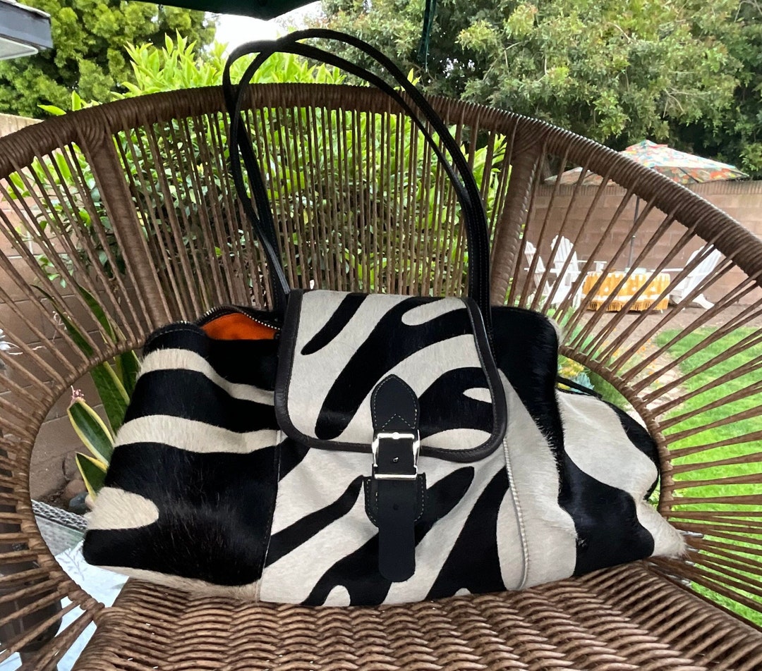 Vintage Zebra Print Satchel Hand Bag - Etsy