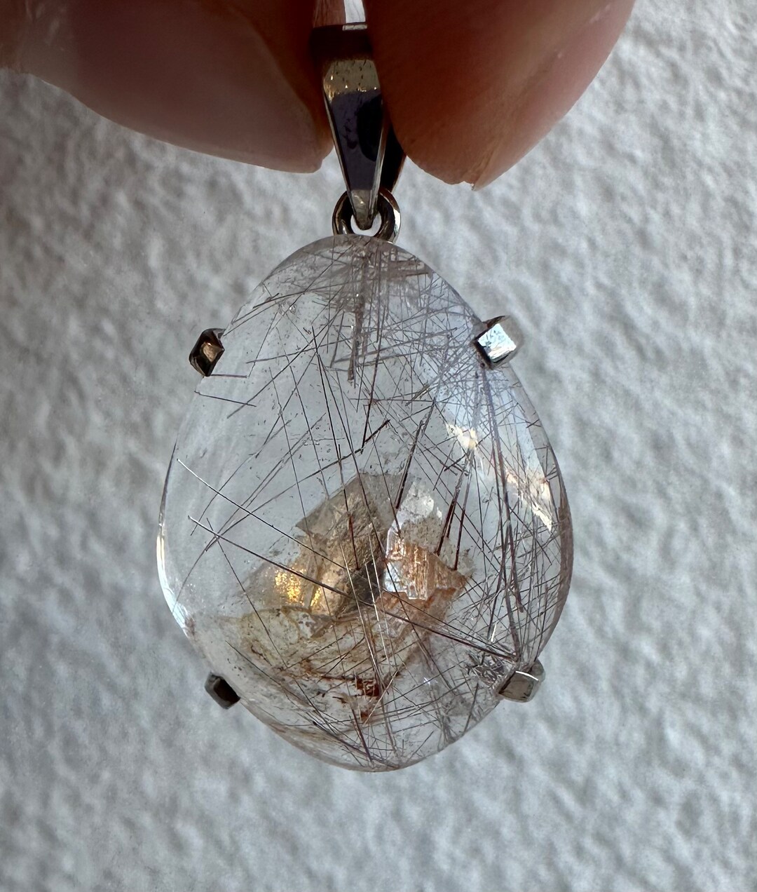 Rutilated Quartz Freeform Drop Pendant With Negative Crystal - Etsy