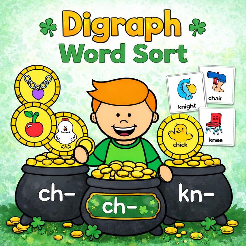 St. Patrick’s Day Phonics Worksheets Digraph Word Sort Activities ...