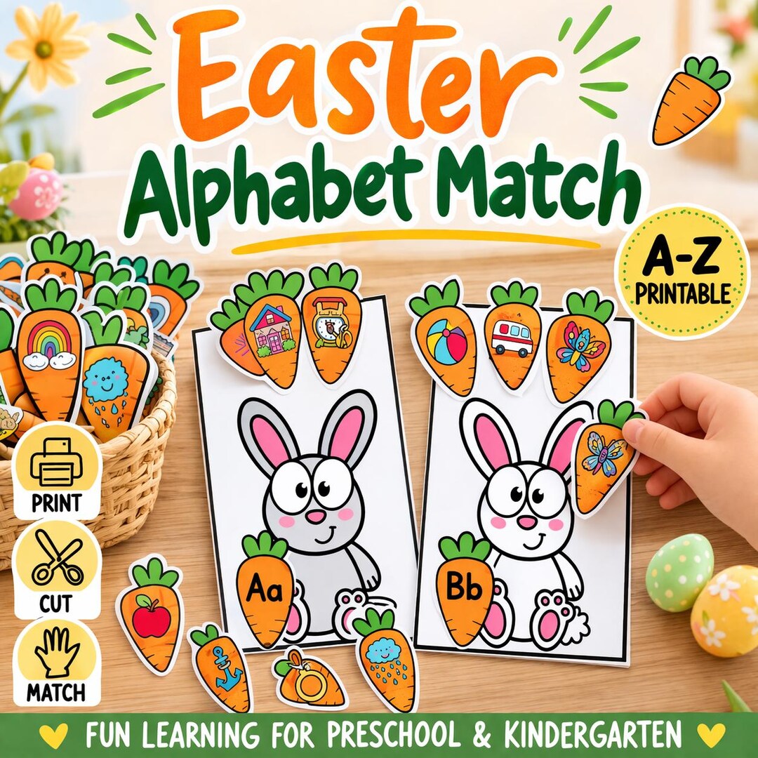Easter Alphabet Matching Activity Printable, ABC Matching Game ...