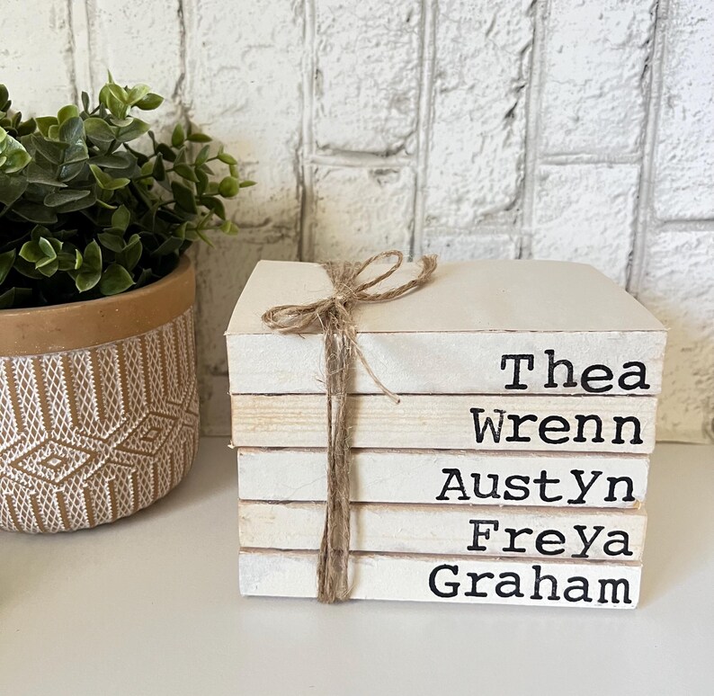 Set of 5 Custom Personalized Stacked Books //home Books//neutral ...