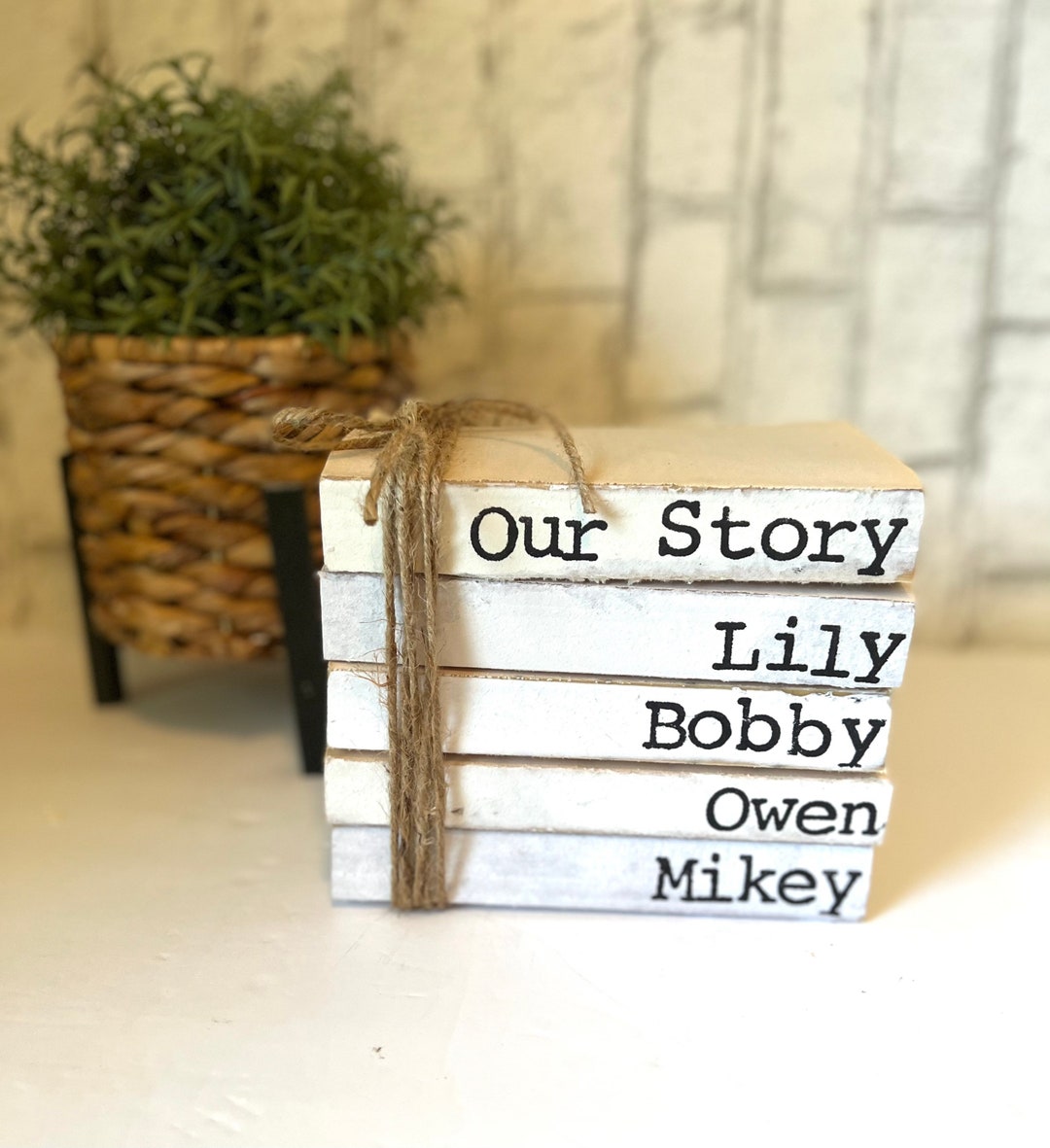 Set of 5 Custom Personalized Stacked Books //home Books//neutral ...