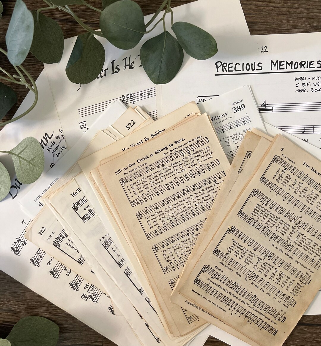 100 Vintage Hymnal Book Pages | Ephemera for Scrapbooking, Collage - Etsy