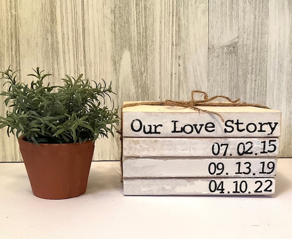 Our Love Story Custom Personalized Stacked Books //home - Etsy