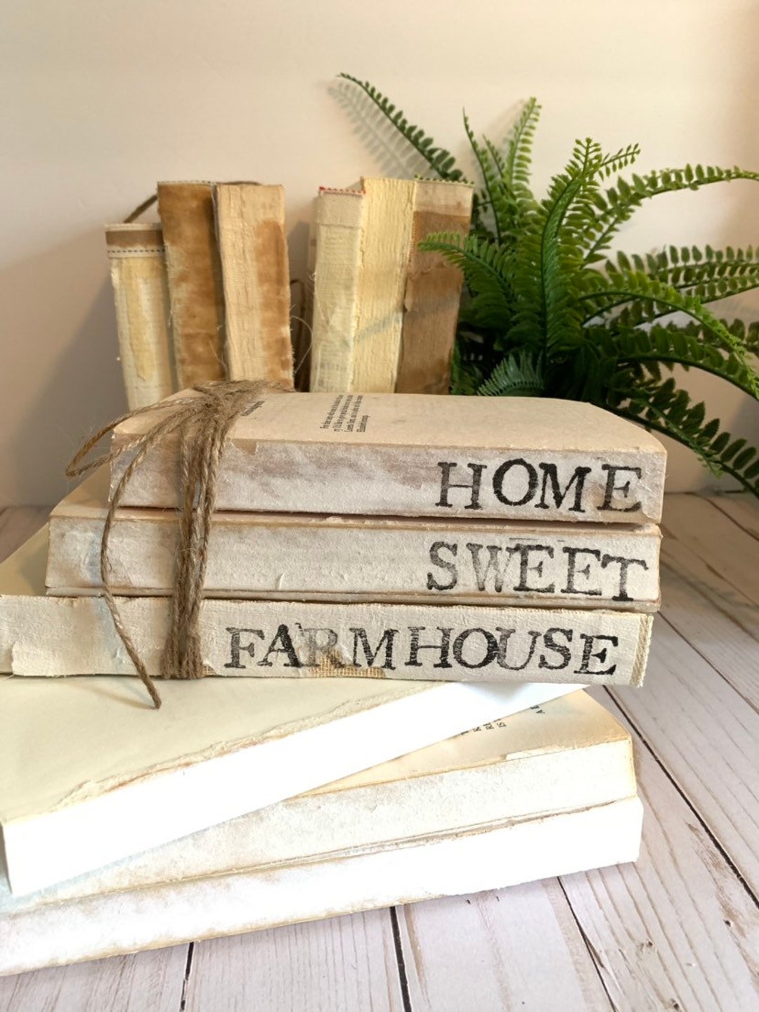 Home Sweet Farmhouse Stamped Books//home Books//neutral Farmhouse Decor ...