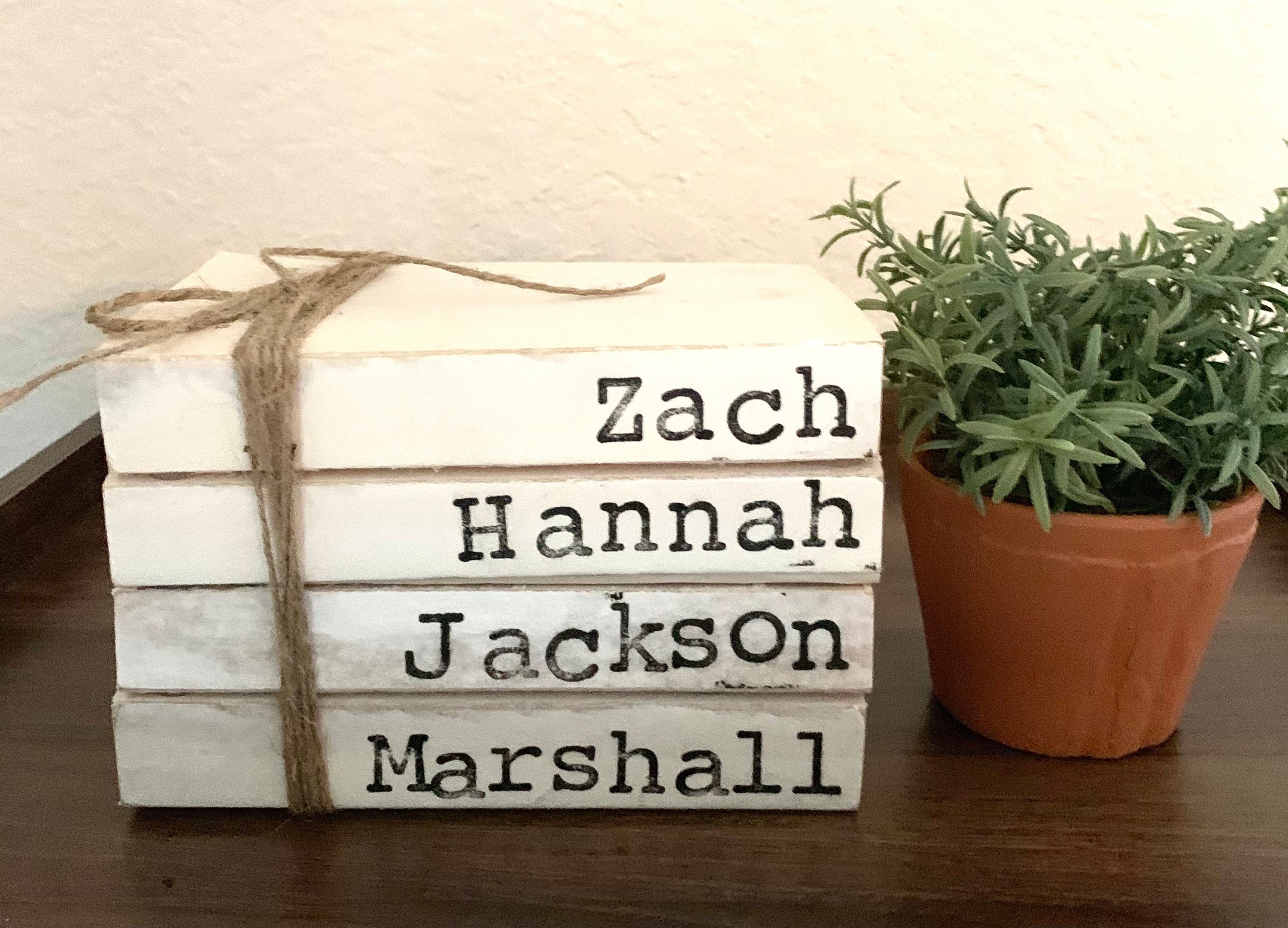 Set of 4 Custom Personalized Stacked Books for Home - Etsy